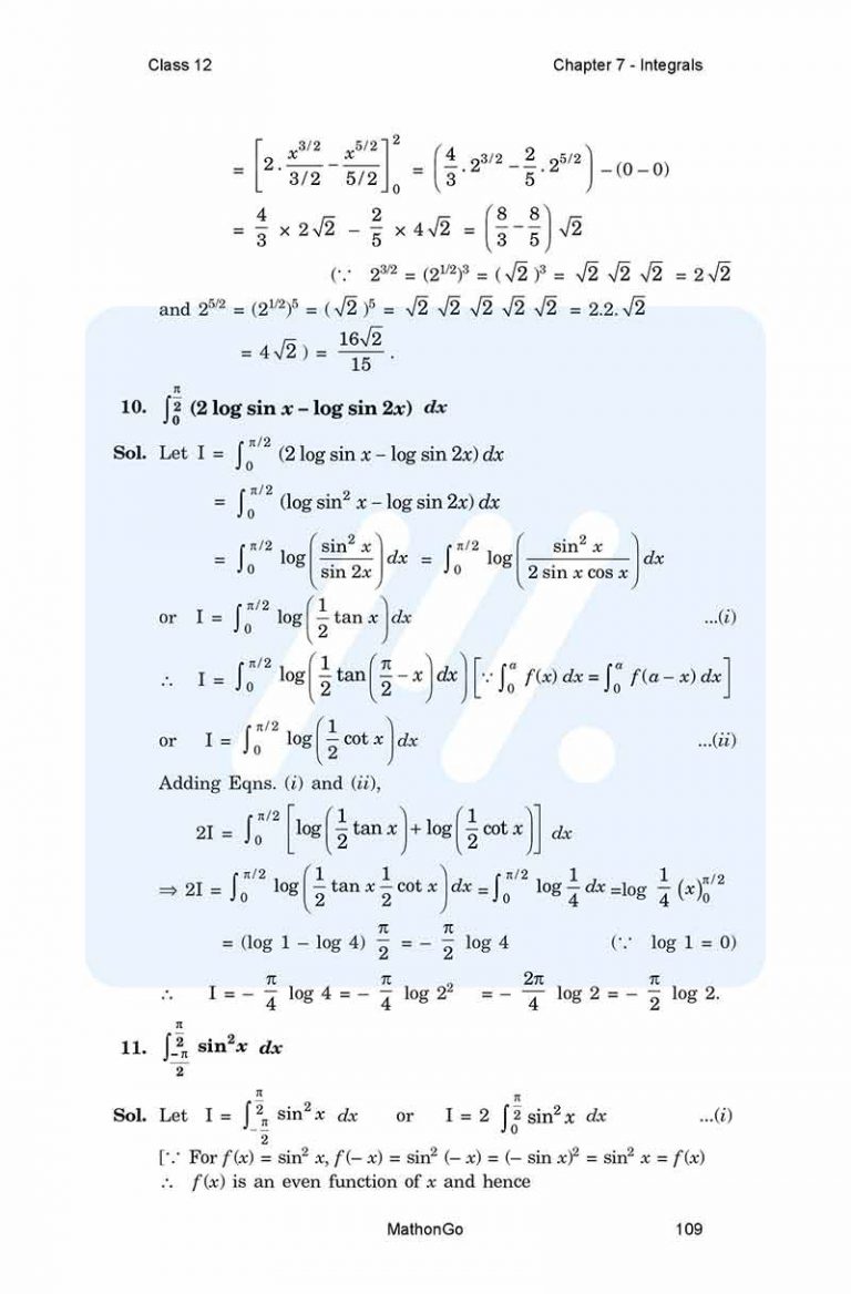 NCERT Solutions for Class 12 Maths Chapter 7 Exercise 7.11 – MathonGo
