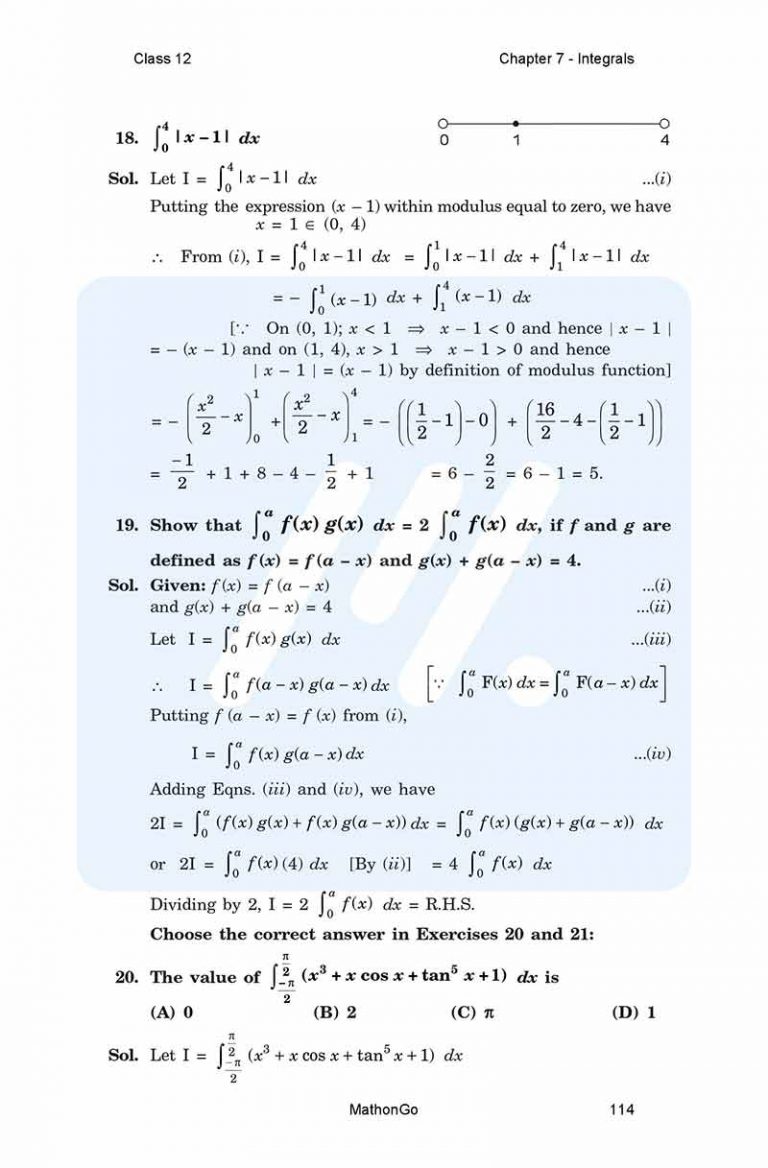 NCERT Solutions for Class 12 Maths Chapter 7 Exercise 7.11 – MathonGo