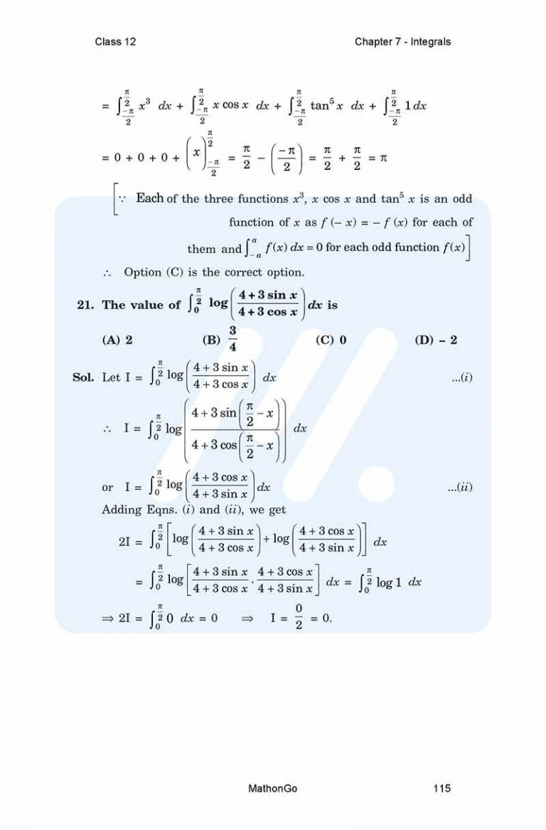 NCERT Solutions for Class 12 Maths Chapter 7 Exercise 7.11 – MathonGo