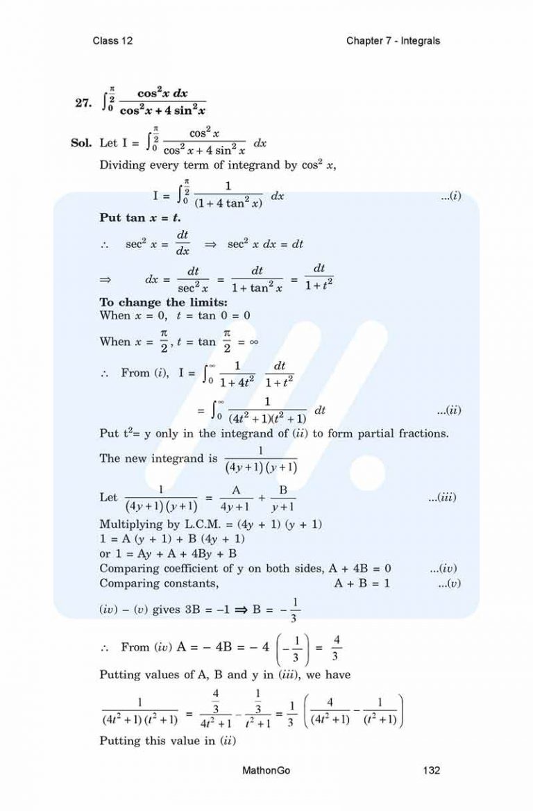 NCERT Solutions for Class 12 Maths Chapter 7 Miscellaneous – MathonGo
