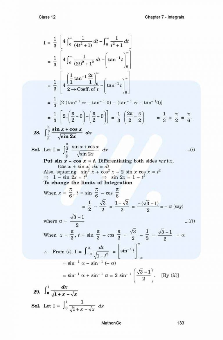 NCERT Solutions for Class 12 Maths Chapter 7 Miscellaneous – MathonGo