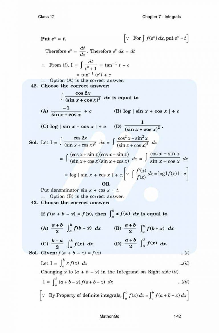 NCERT Solutions for Class 12 Maths Chapter 7 Miscellaneous – MathonGo