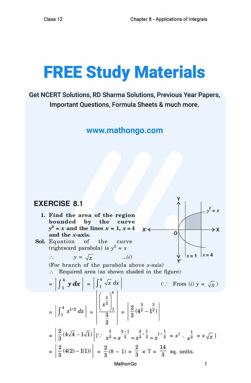 NCERT Solutions for Class 12 Maths Chapter 8 Exercise 8.1 – MathonGo
