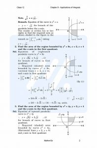 NCERT Solutions for Class 12 Maths Chapter 8 – Application of Integrals ...