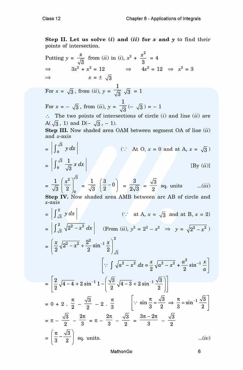NCERT Solutions for Class 12 Maths Chapter 8 – Application of Integrals – MathonGo