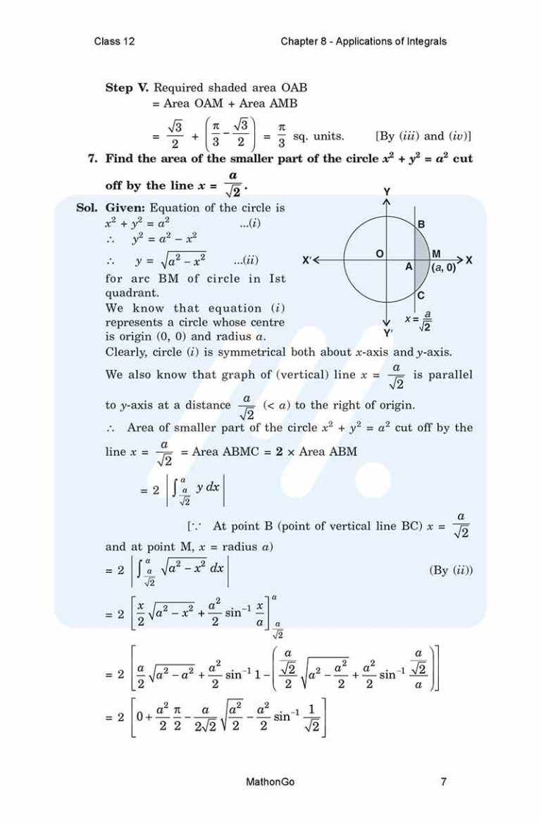 NCERT Solutions for Class 12 Maths Chapter 8 – Application of Integrals – MathonGo