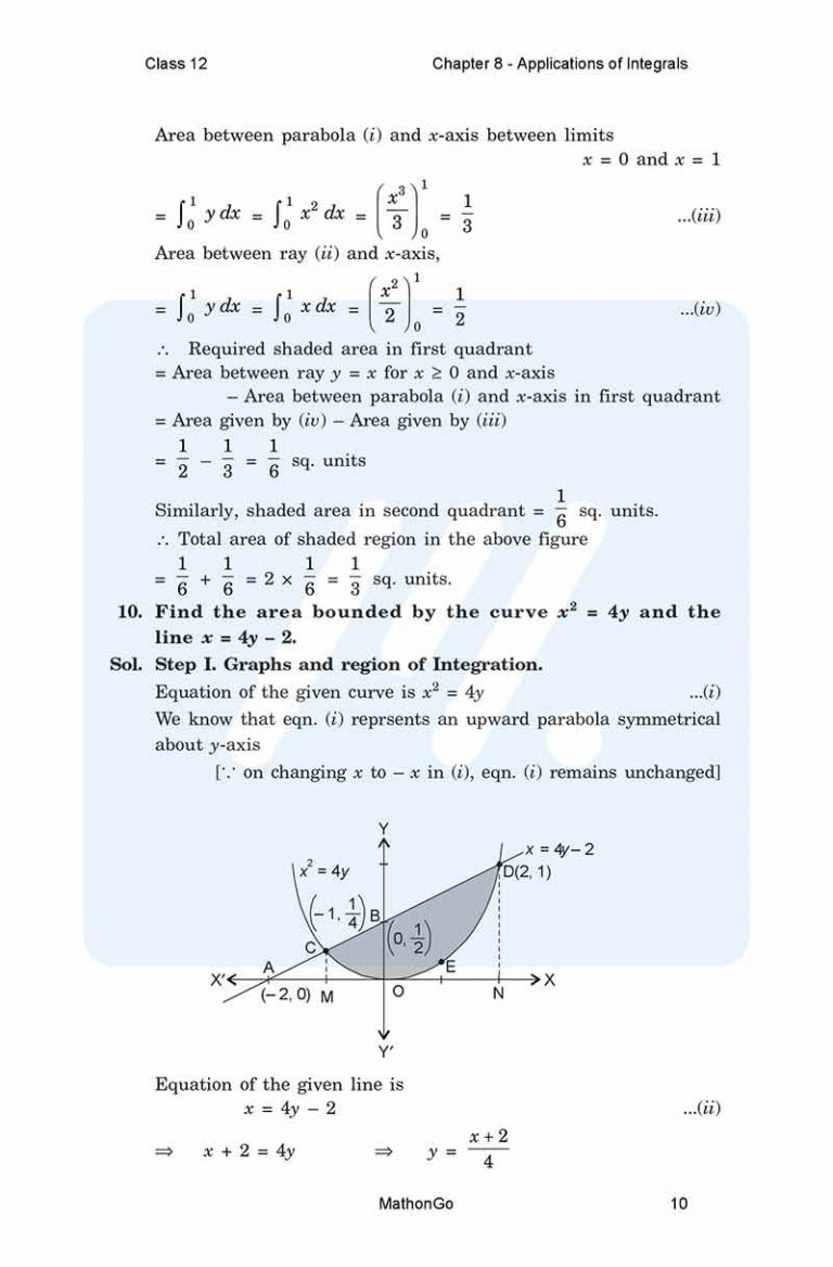 NCERT Solutions for Class 12 Maths Chapter 8 – Application of Integrals ...
