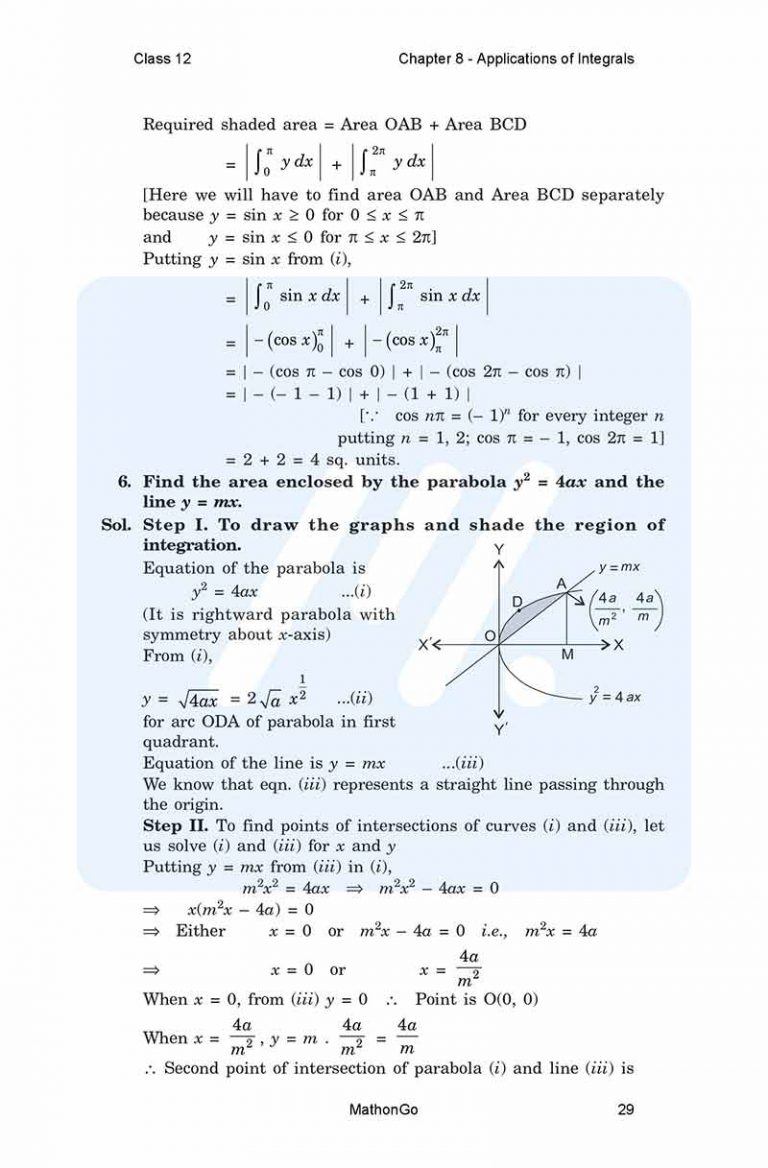 NCERT Solutions for Class 12 Maths Chapter 8 – Application of Integrals ...