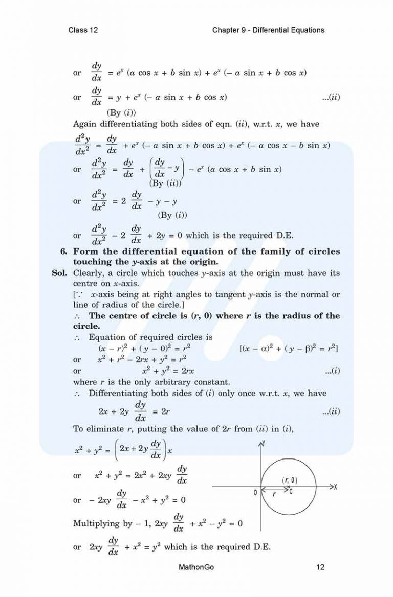 NCERT Solutions for Class 12 Maths Chapter 9 – Differential Equations – MathonGo