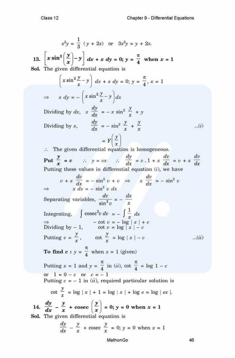 NCERT Solutions for Class 12 Maths Chapter 9 Exercise 9.5 – MathonGo