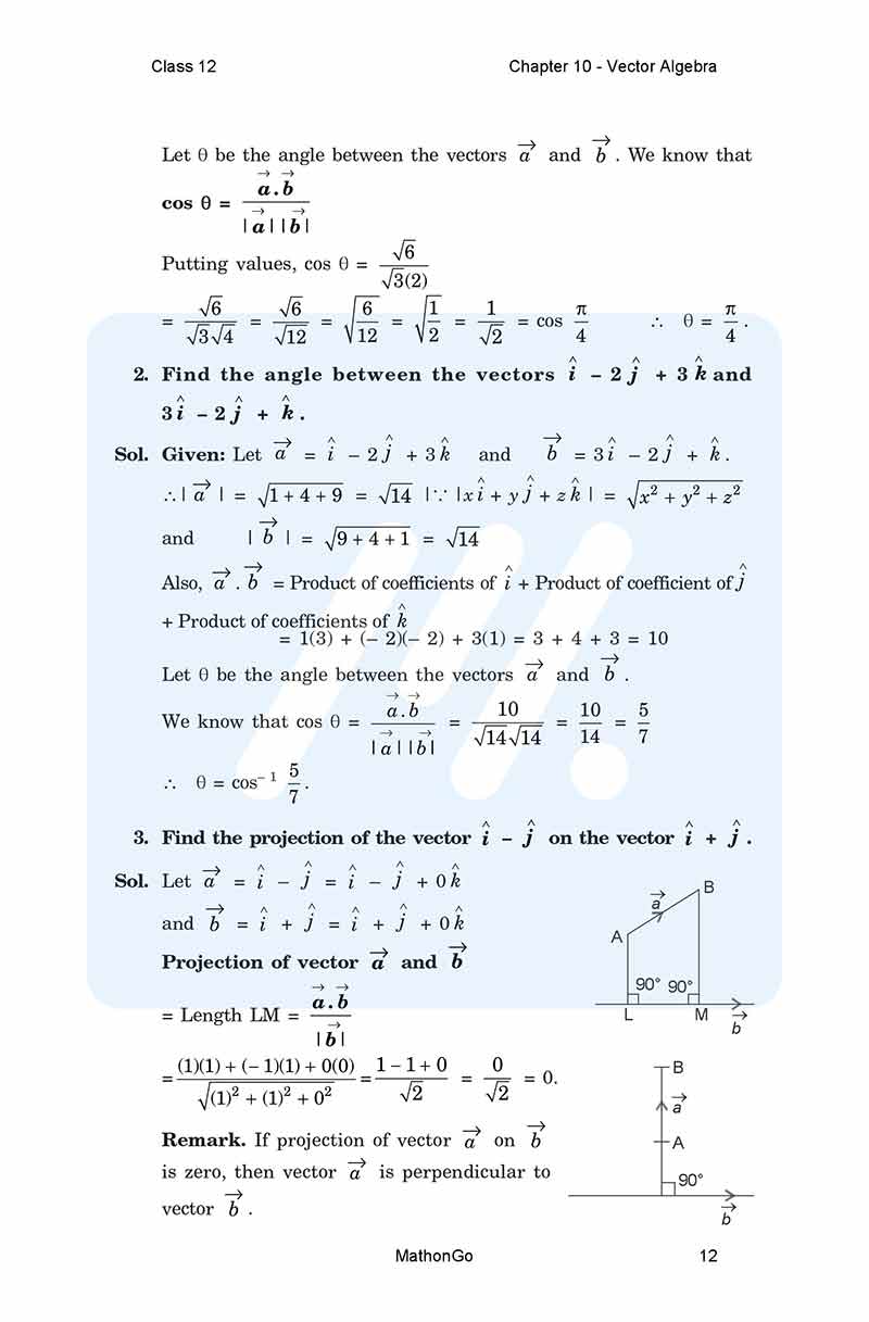 NCERT Solutions for Class 12 Maths Chapter 10 – Vector Algebra – MathonGo