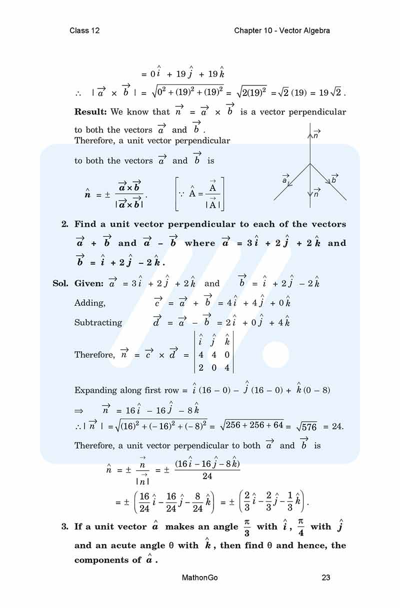 NCERT Solutions for Class 12 Maths Chapter 10 – Vector Algebra – MathonGo