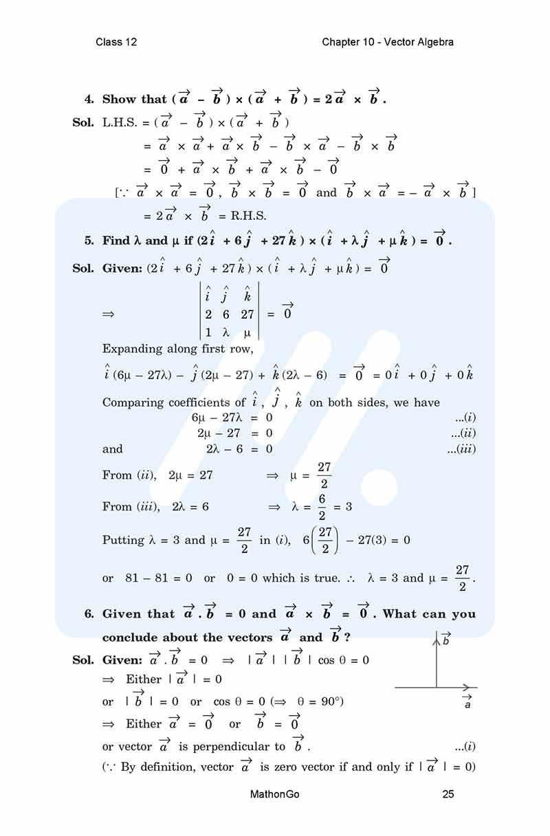 NCERT Solutions for Class 12 Maths Chapter 10 – Vector Algebra – MathonGo
