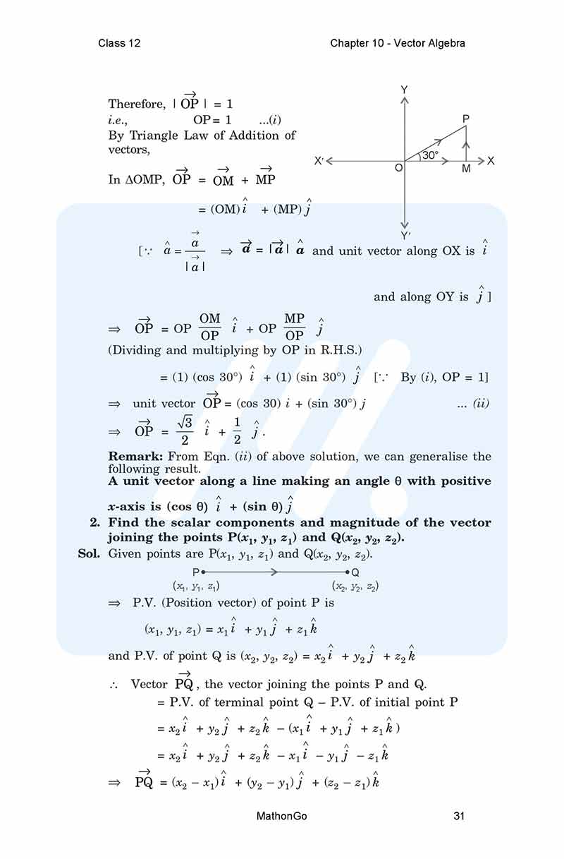 NCERT Solutions for Class 12 Maths Chapter 10 – Vector Algebra – MathonGo