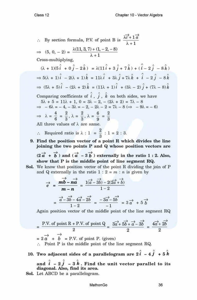 NCERT Solutions for Class 12 Maths Chapter 10 Miscellaneous – MathonGo