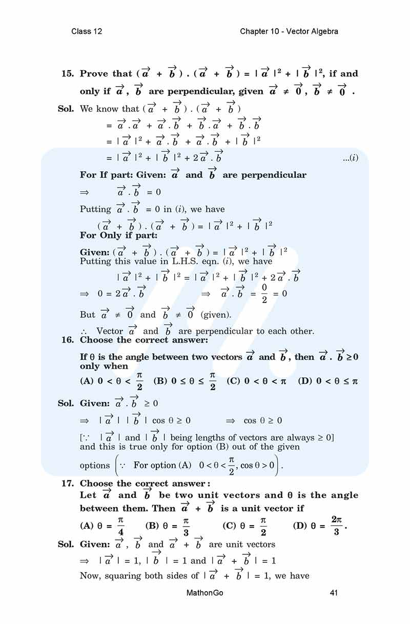NCERT Solutions for Class 12 Maths Chapter 10 Miscellaneous – MathonGo
