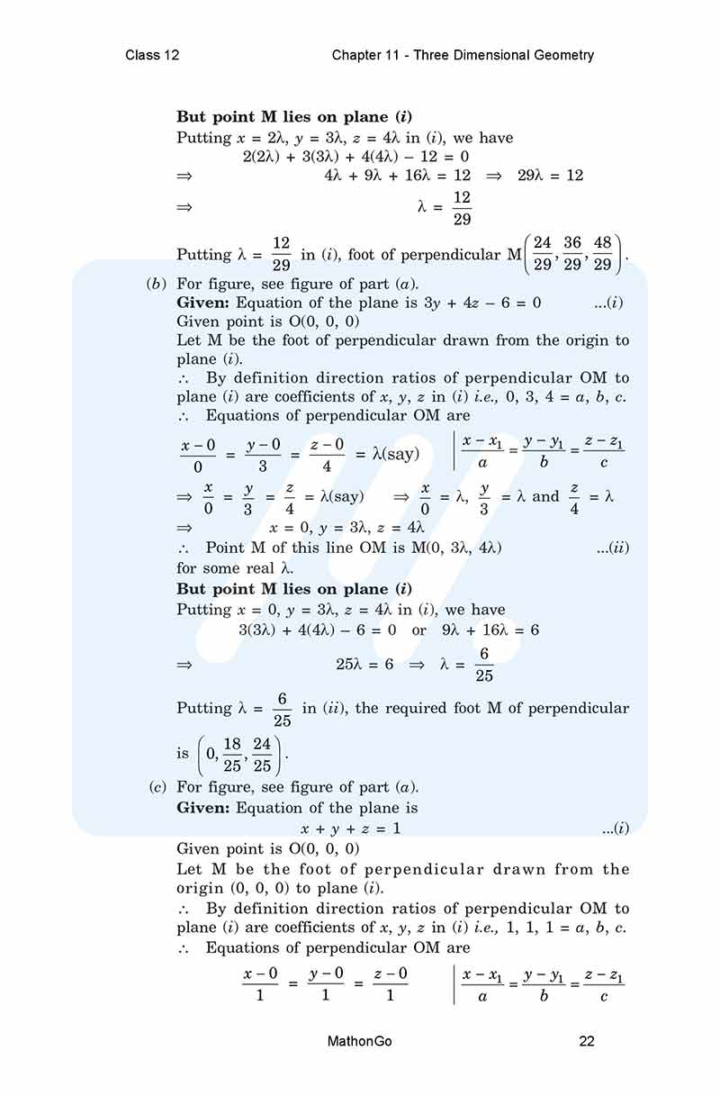 NCERT Solutions for Class 12 Maths Chapter 11 – Three Dimensional Geometry – MathonGo