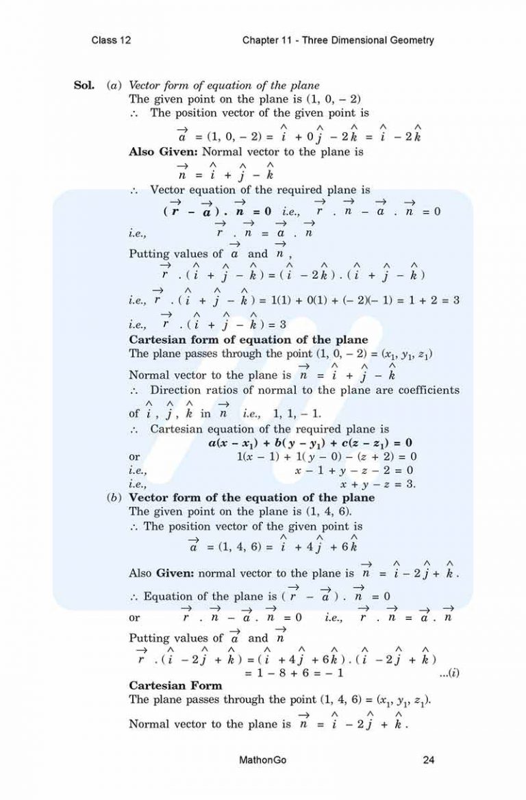 NCERT Solutions For Class 12 Maths Chapter 11 Three Dimensional