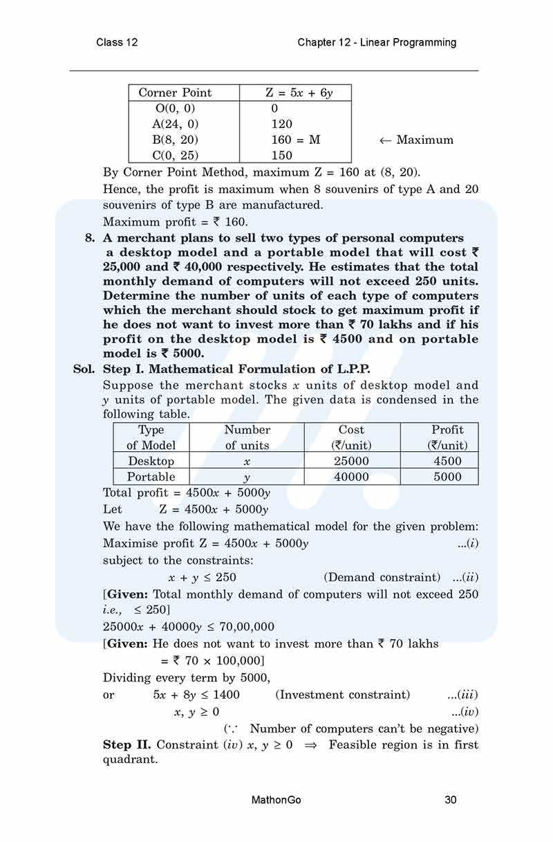 NCERT Solutions for Class 12 Maths Chapter 12 – Linear Programming ...