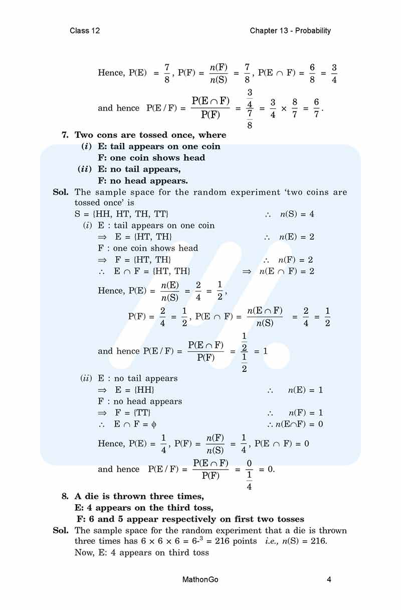 NCERT Solutions for Class 12 Maths Chapter 13 – Probability – MathonGo