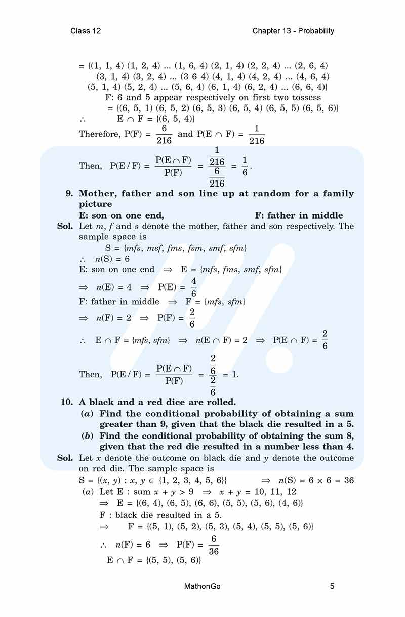 NCERT Solutions for Class 12 Maths Chapter 13 – Probability – MathonGo