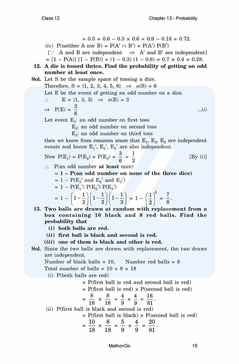 NCERT Solutions for Class 12 Maths Chapter 13 – Probability – MathonGo