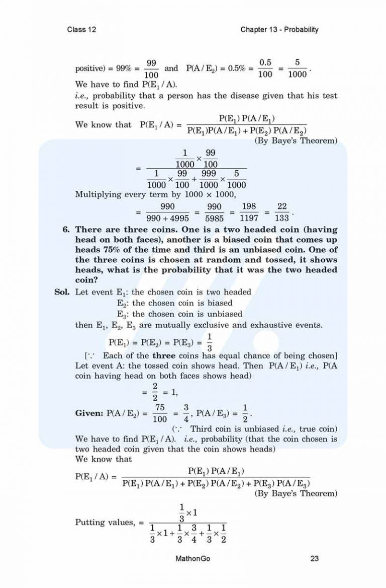 NCERT Solutions for Class 12 Maths Chapter 13 – Probability – MathonGo