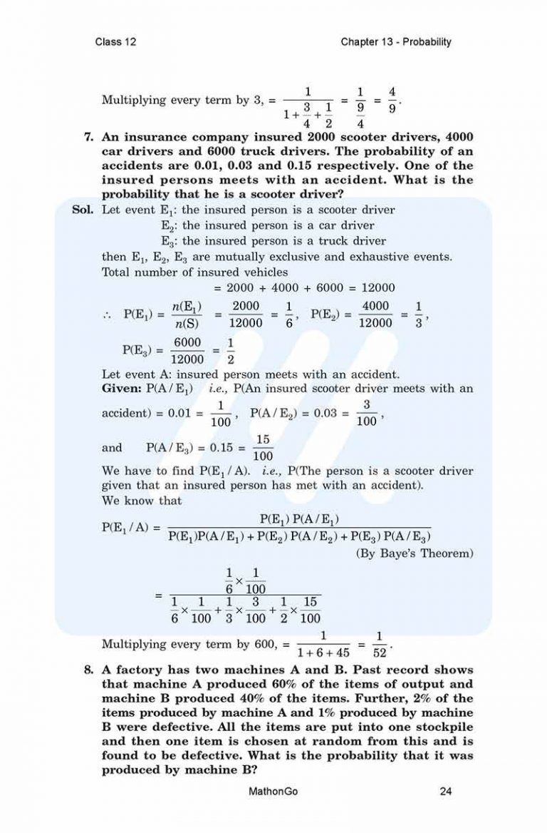 NCERT Solutions for Class 12 Maths Chapter 13 – Probability – MathonGo