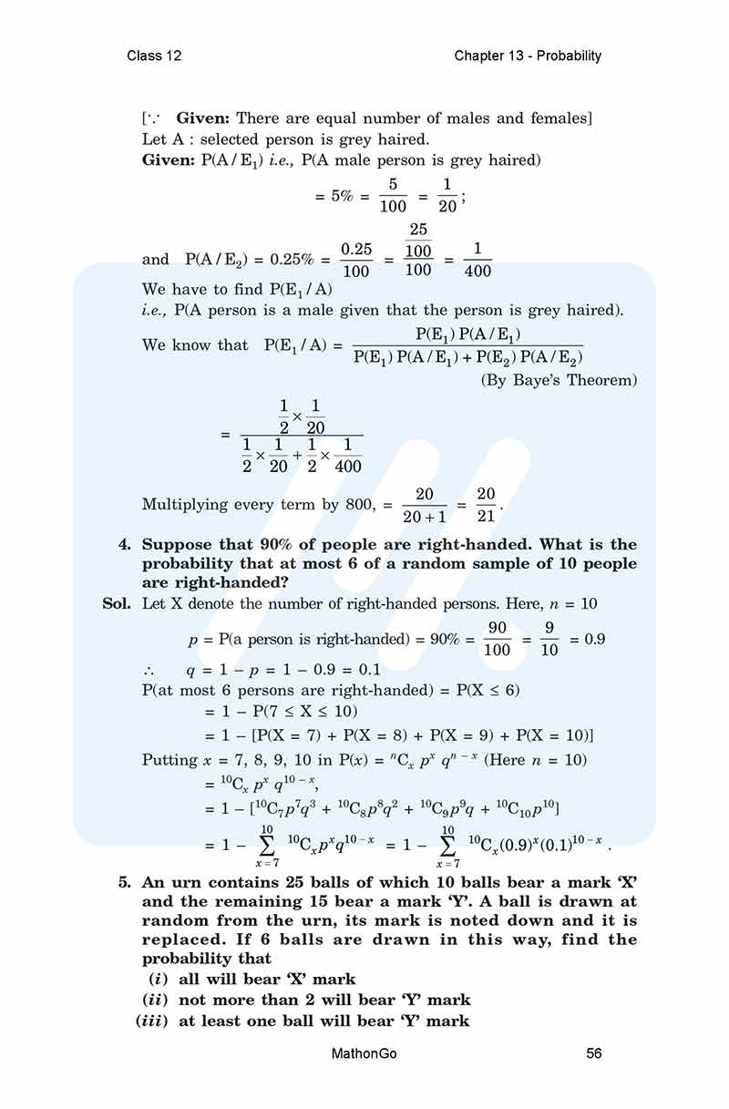 NCERT Solutions for Class 12 Maths Chapter 13 – Probability – MathonGo