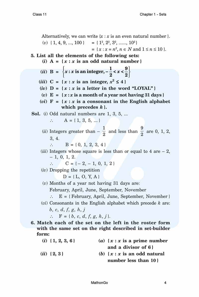 NCERT Solutions for Class 11 Maths Chapter 1 – Sets – MathonGo
