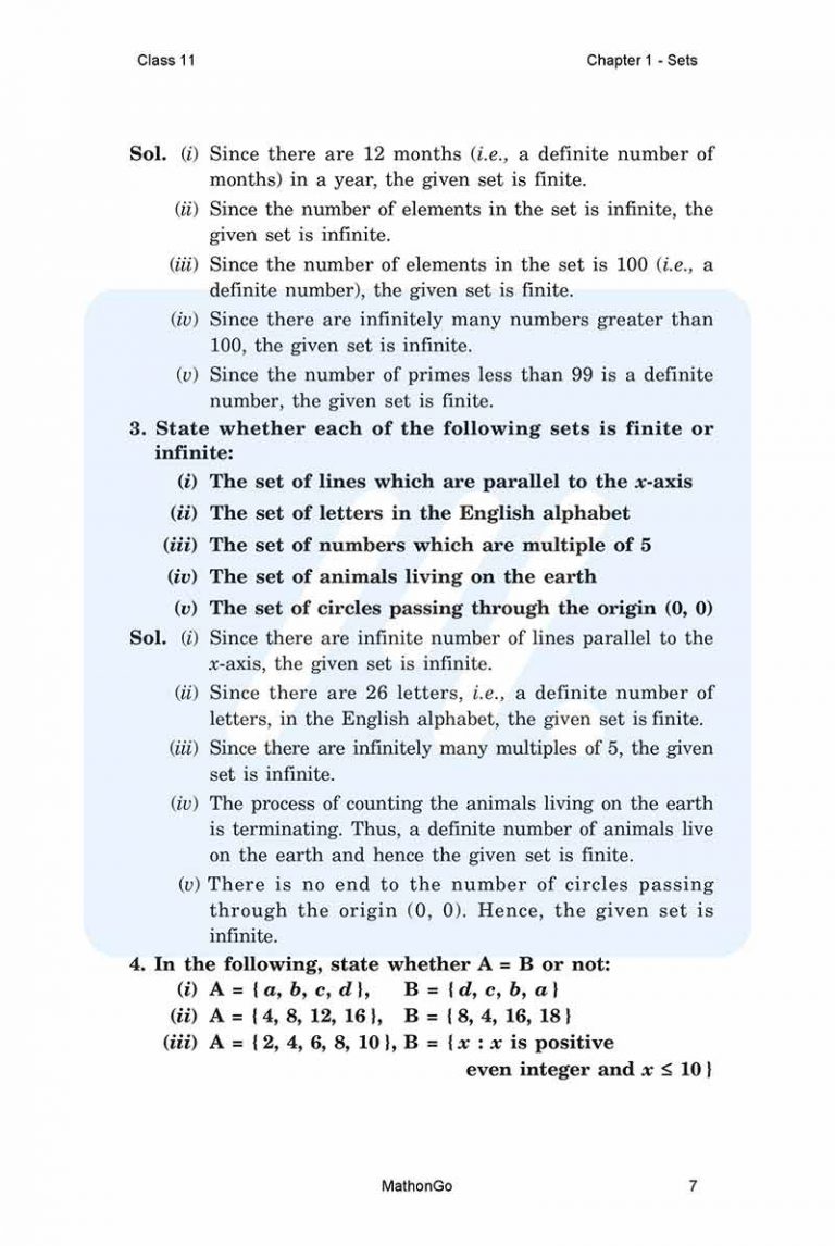 NCERT Solutions for Class 11 Maths Chapter 1 – Sets – MathonGo