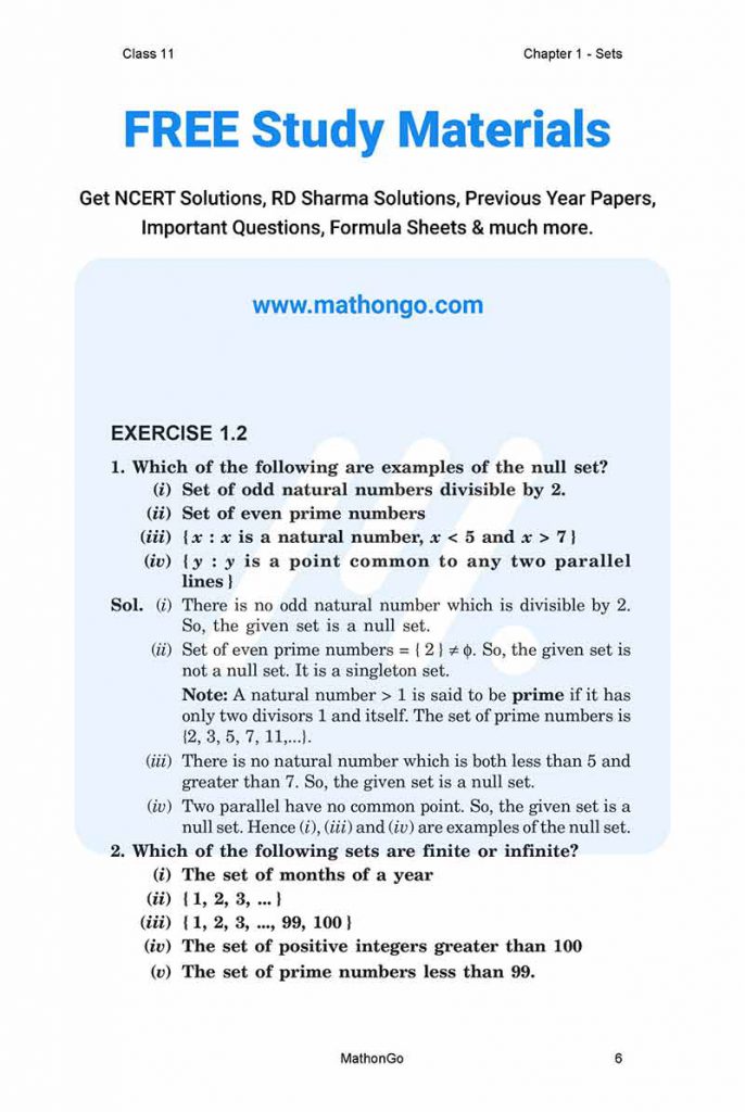 NCERT Solutions For Class 11 Maths Chapter 1 Exercise 1 2 MathonGo NCERT Solutions For Class 11 Maths Chapter 1 Exercise 1 2 MathonGo