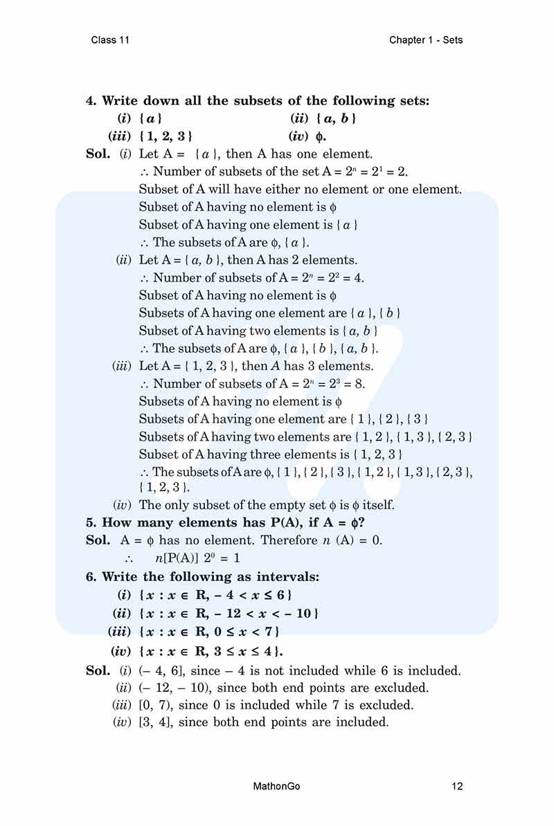 NCERT Solutions for Class 11 Maths Chapter 1 – Sets – MathonGo