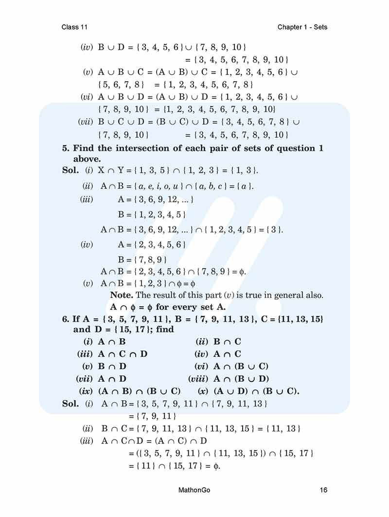 NCERT Solutions for Class 11 Maths Chapter 1 – Sets – MathonGo
