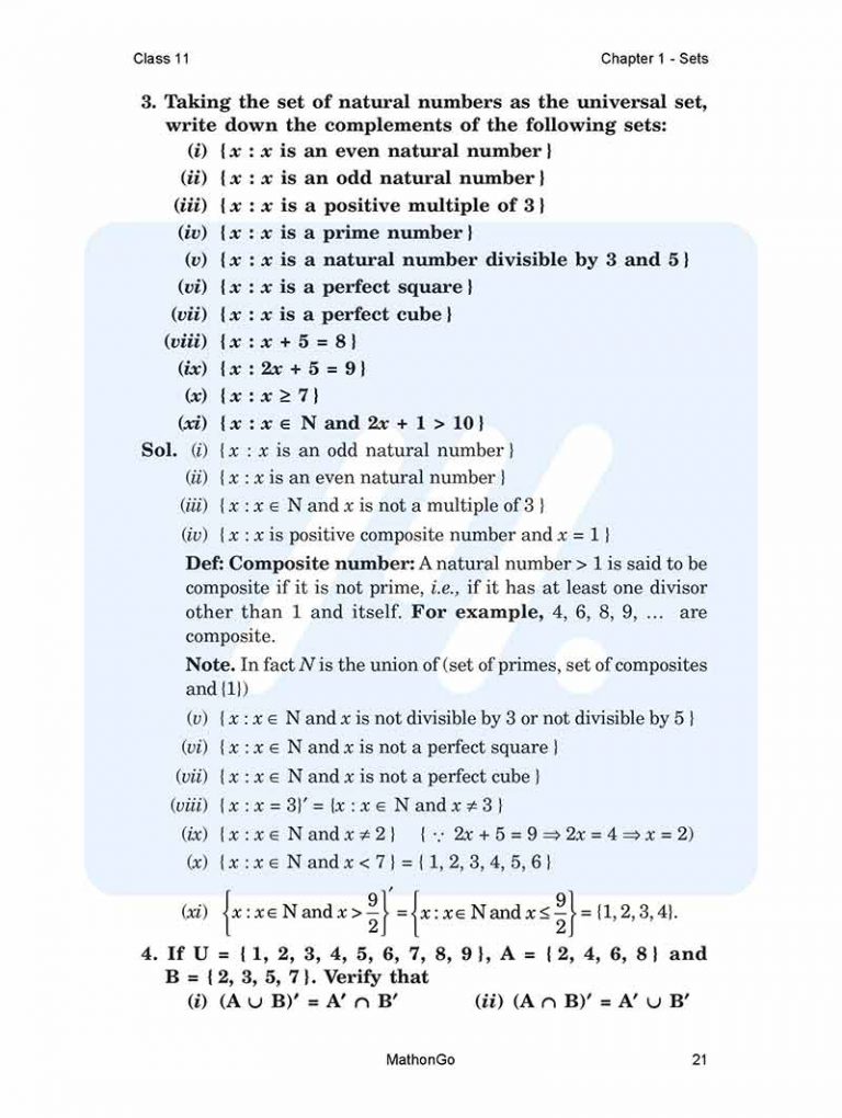 NCERT Solutions for Class 11 Maths Chapter 1 – Sets – MathonGo