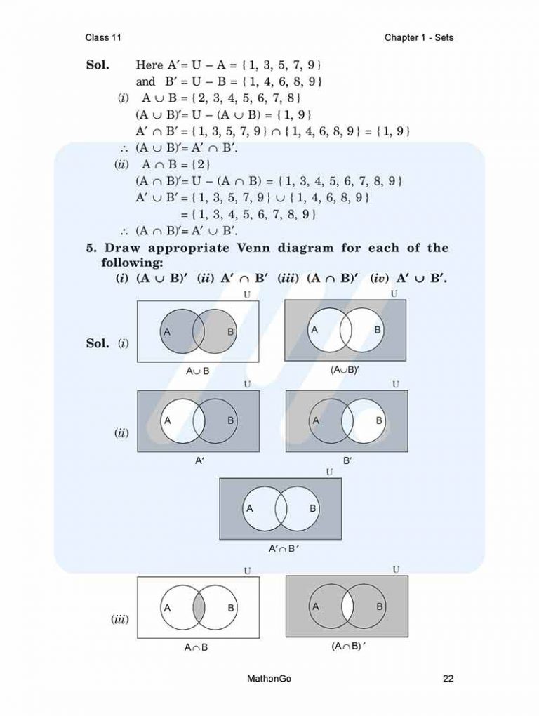 NCERT Solutions for Class 11 Maths Chapter 1 – Sets – MathonGo