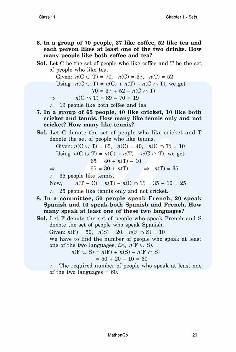 NCERT Solutions for Class 11 Maths Chapter 1 – Sets – MathonGo