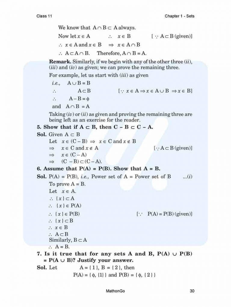 NCERT Solutions for Class 11 Maths Chapter 1 Miscellaneous – MathonGo