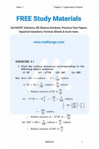 NCERT Solutions for Class 11 Maths Chapter 3 Exercise 3.1 – MathonGo