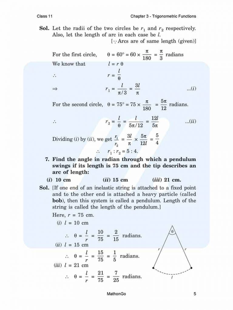 NCERT Solutions for Class 11 Maths Chapter 3 – Trigonometric Functions ...