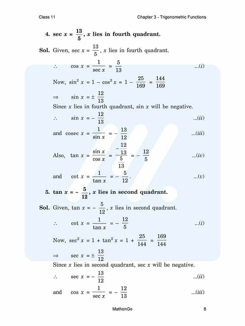 NCERT Solutions for Class 11 Maths Chapter 3 – Trigonometric Functions ...