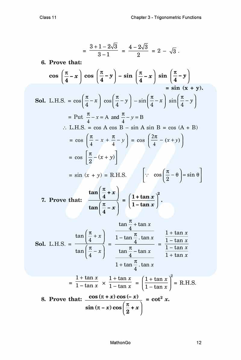 NCERT Solutions for Class 11 Maths Chapter 3 – Trigonometric Functions ...