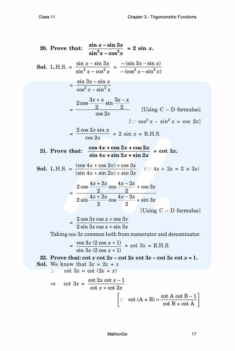 NCERT Solutions for Class 11 Maths Chapter 3 – Trigonometric Functions ...