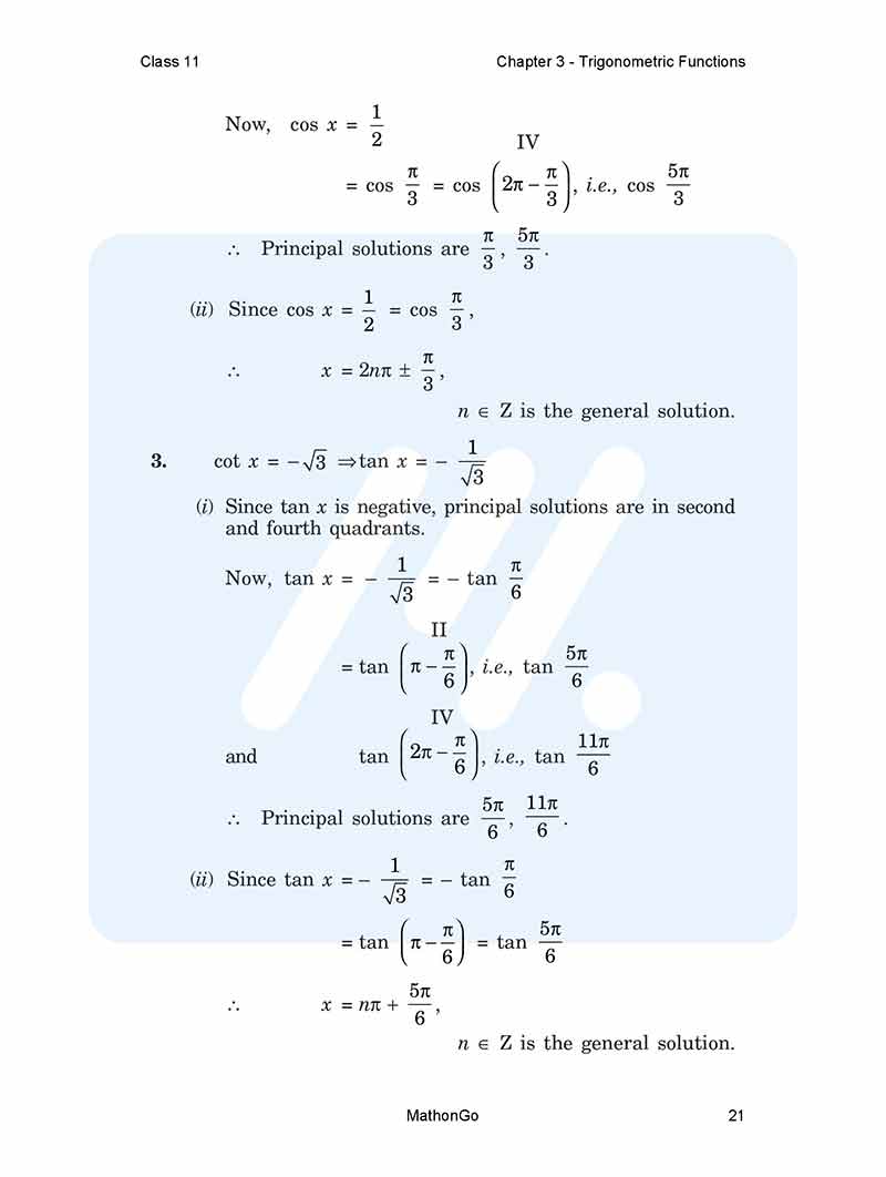 NCERT Solutions for Class 11 Maths Chapter 3 – Trigonometric Functions ...