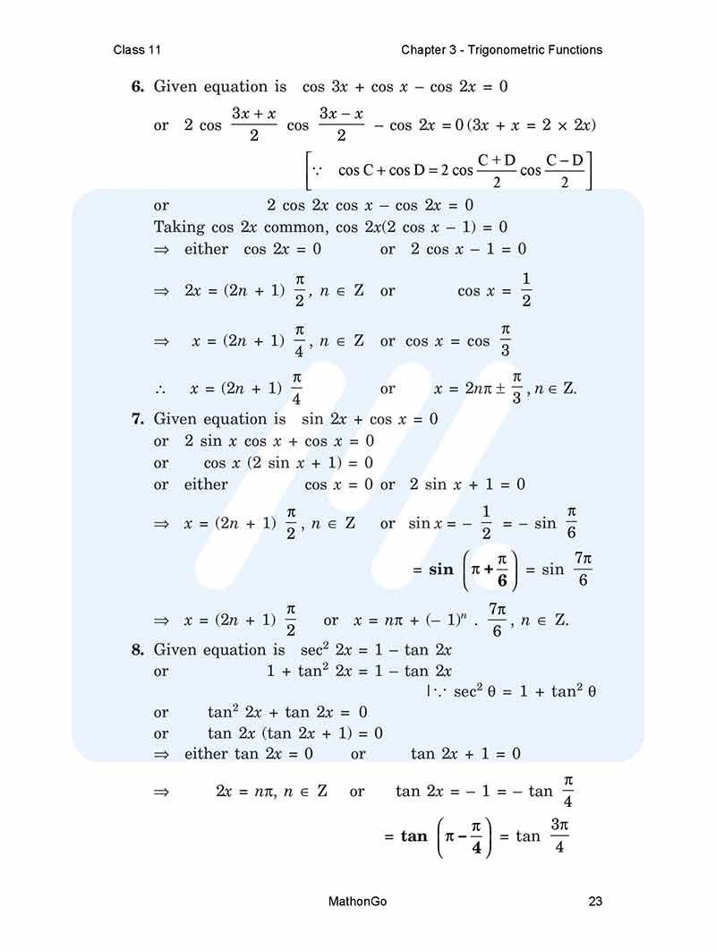 NCERT Solutions for Class 11 Maths Chapter 3 – Trigonometric Functions ...