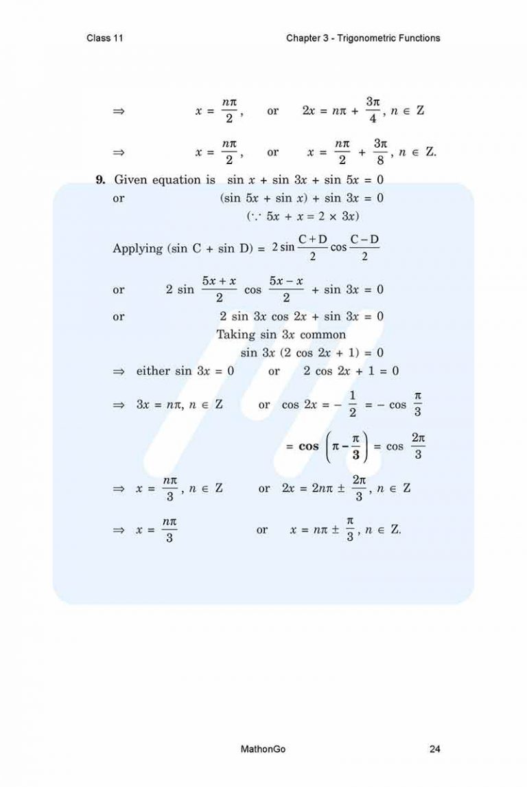 NCERT Solutions for Class 11 Maths Chapter 3 – Trigonometric Functions ...