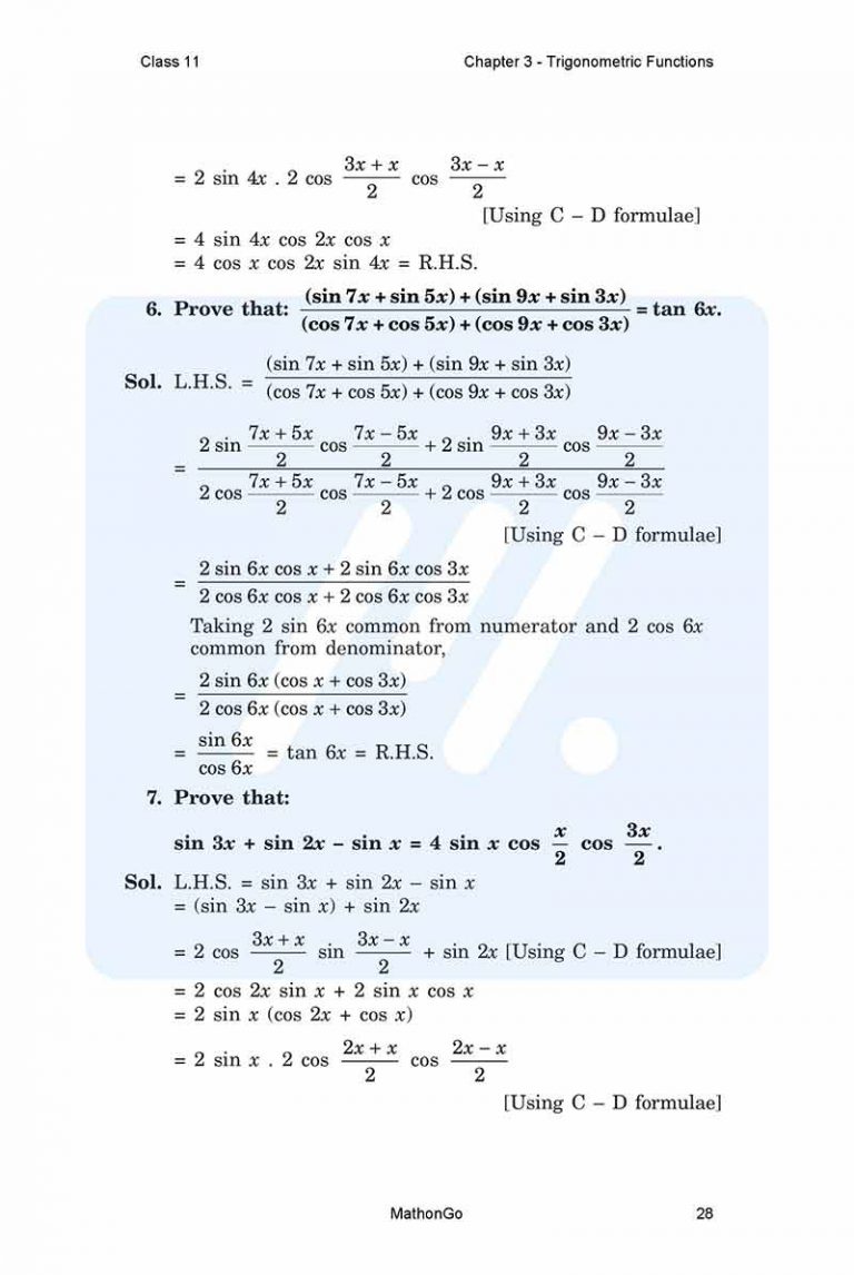 NCERT Solutions for Class 11 Maths Chapter 3 – Trigonometric Functions ...