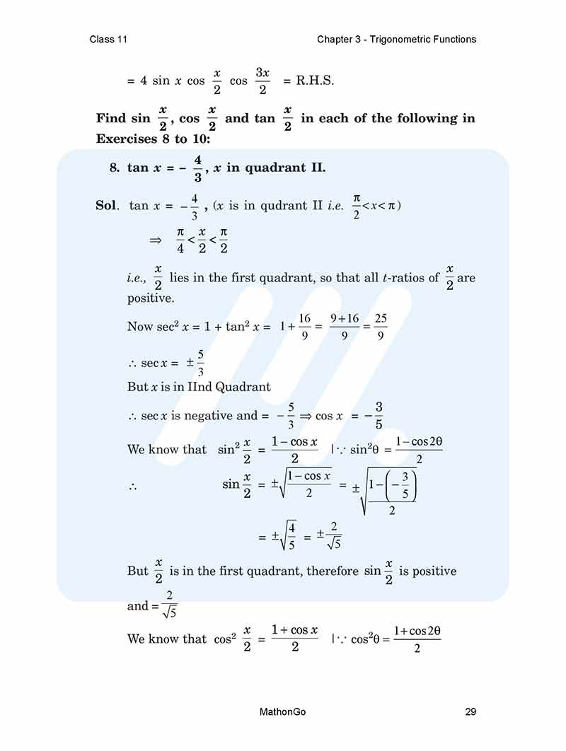 NCERT Solutions for Class 11 Maths Chapter 3 – Trigonometric Functions ...