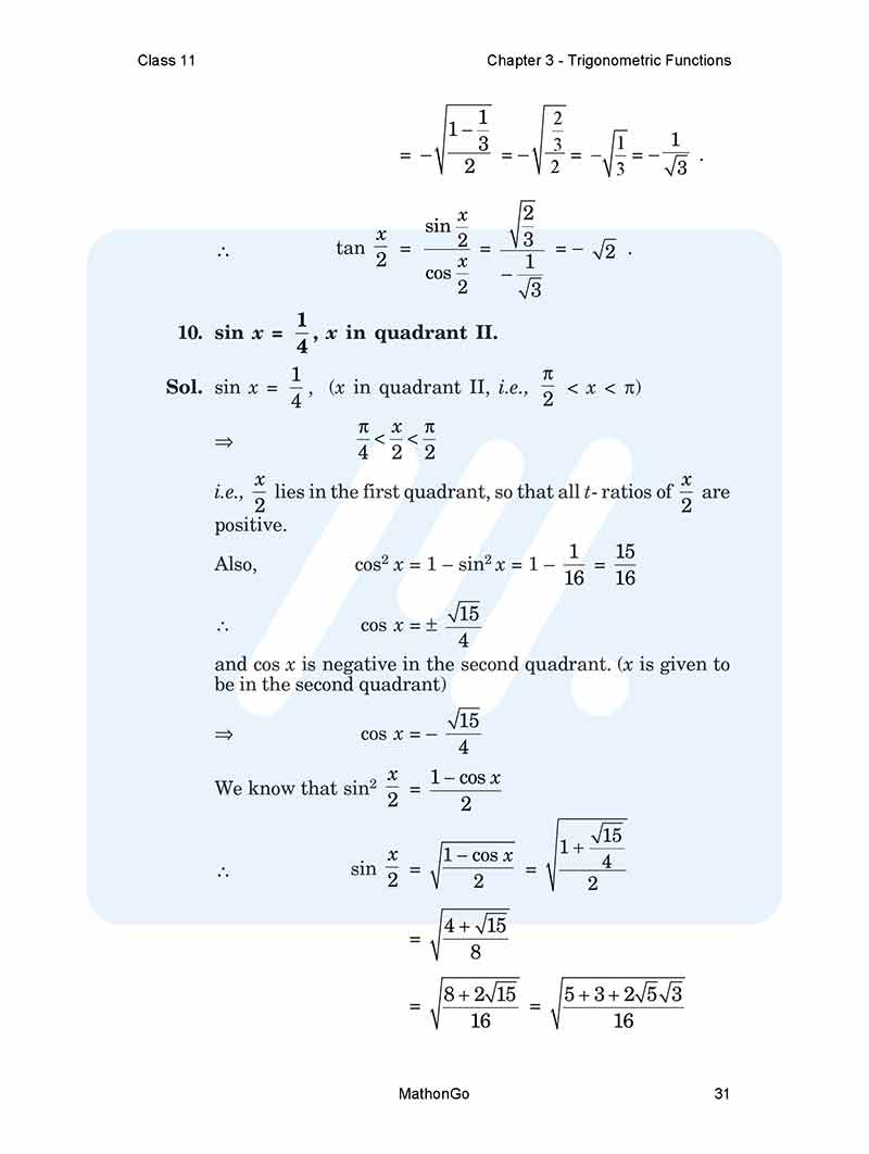 NCERT Solutions for Class 11 Maths Chapter 3 – Trigonometric Functions ...