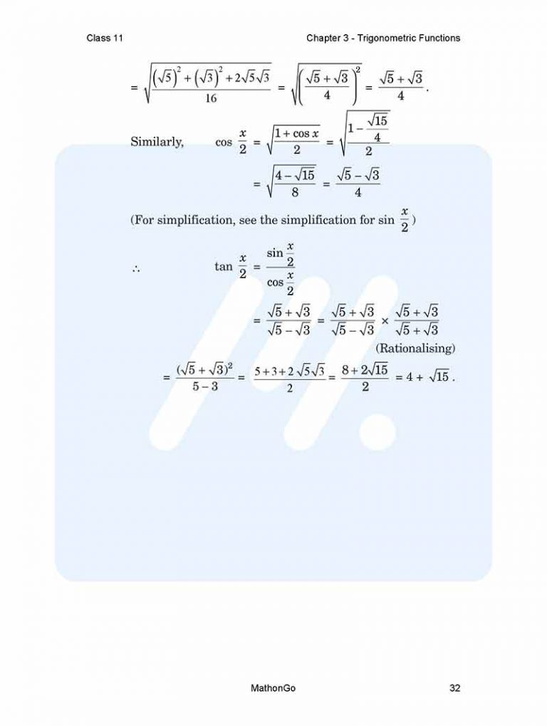 NCERT Solutions for Class 11 Maths Chapter 3 – Trigonometric Functions ...